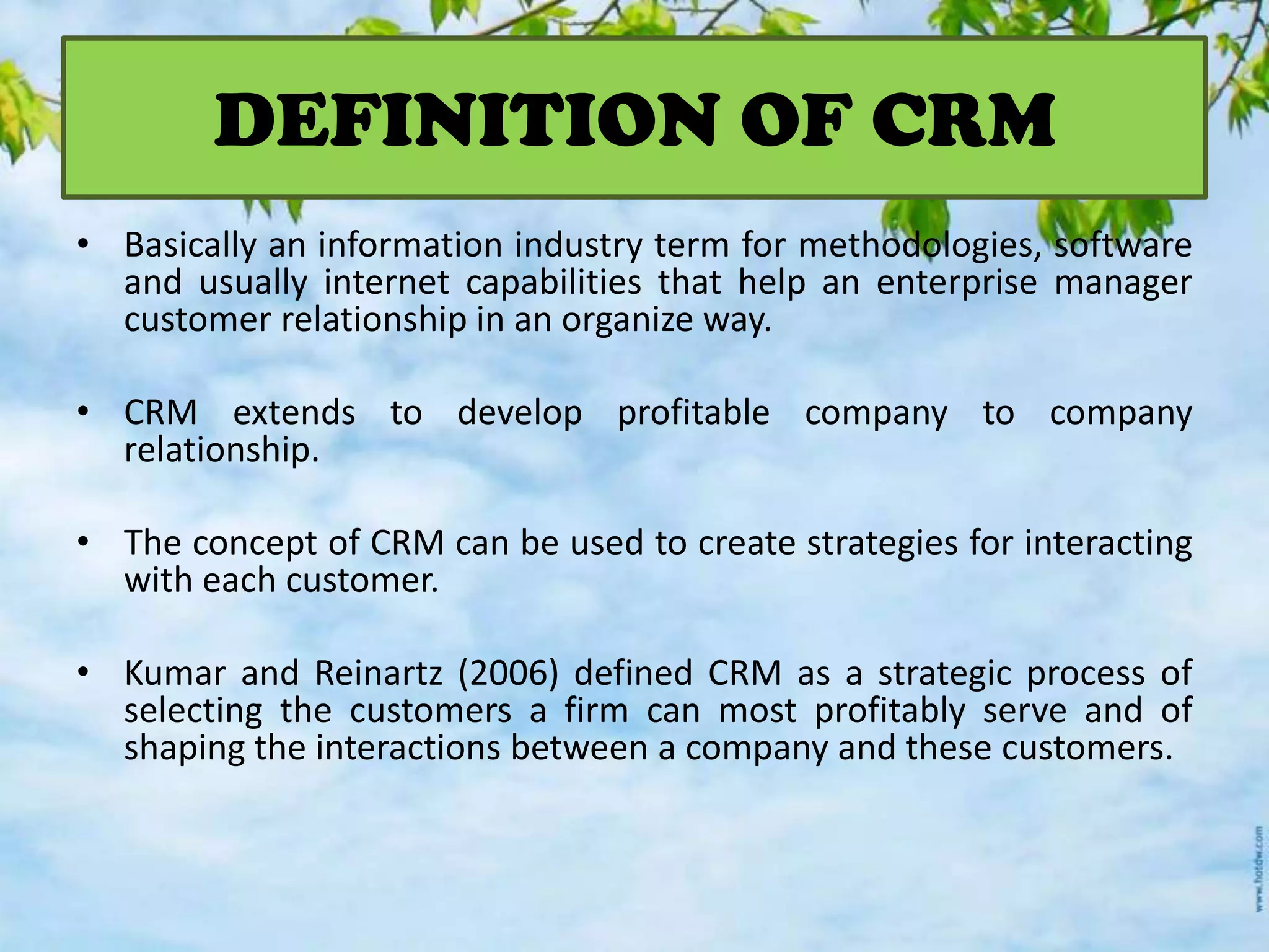 Customer relationship management (crm) | PPTX