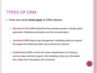 Customer relationship management(crm) | PPTX