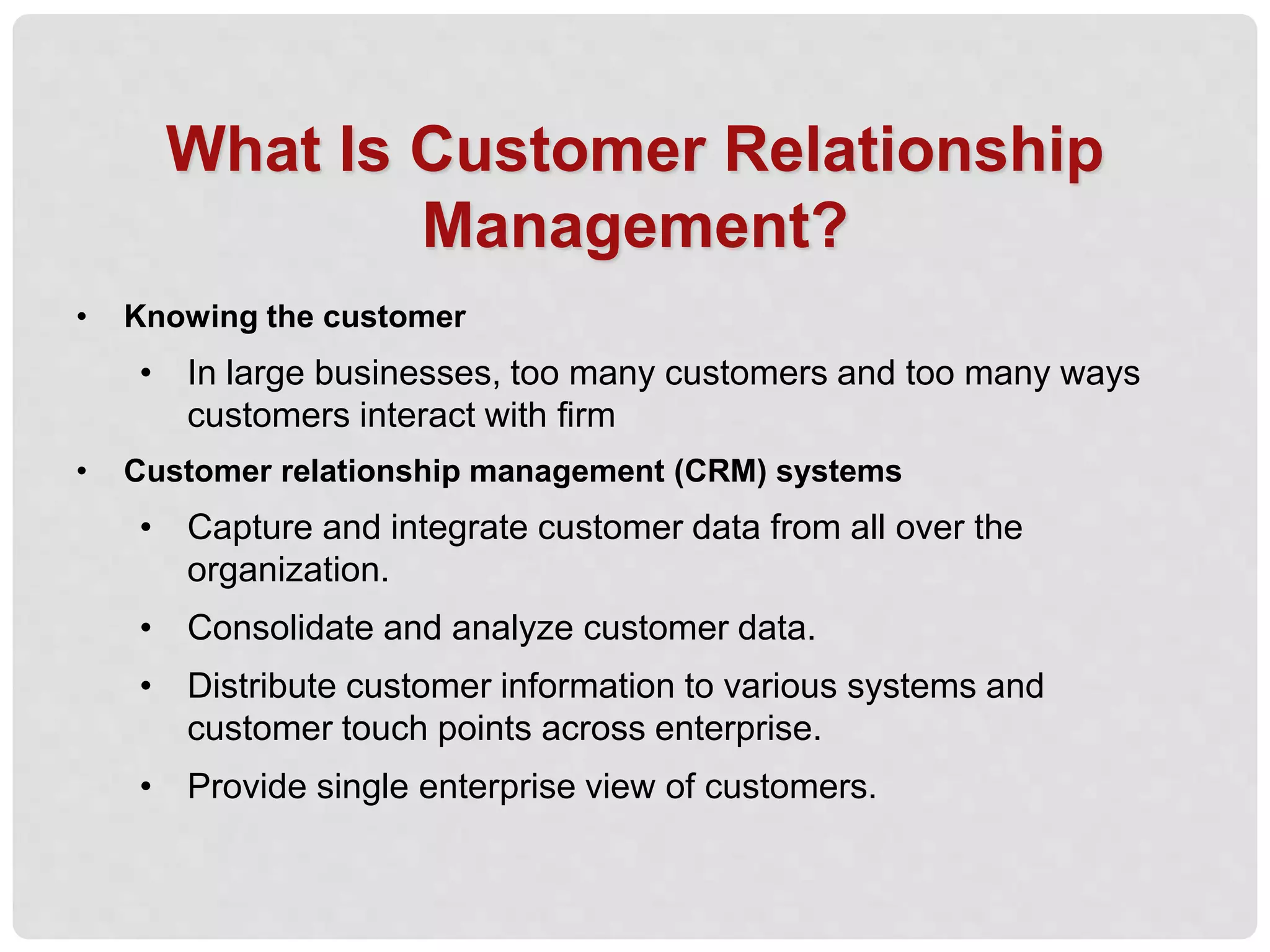 Customer relationship management systems | PPTX