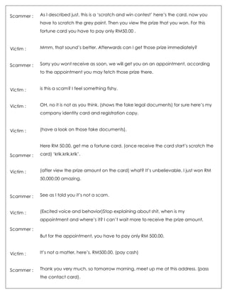 Dialogue Session Between scammer, victim, police | DOCX