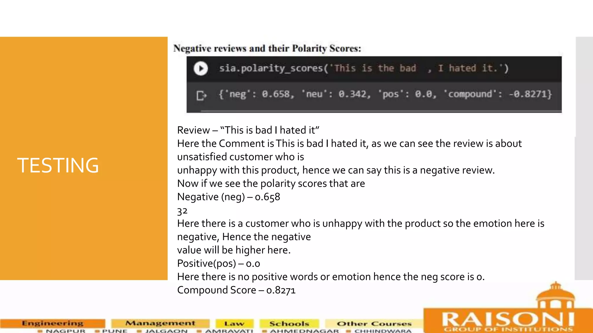 Customer review using sentiment analysis.pptx | Computer Software and Applications | Computing