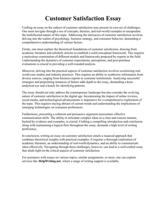 Customer Satisfaction Essay | PDF
