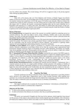 Customer satisfaction for hero honda with test | PDF