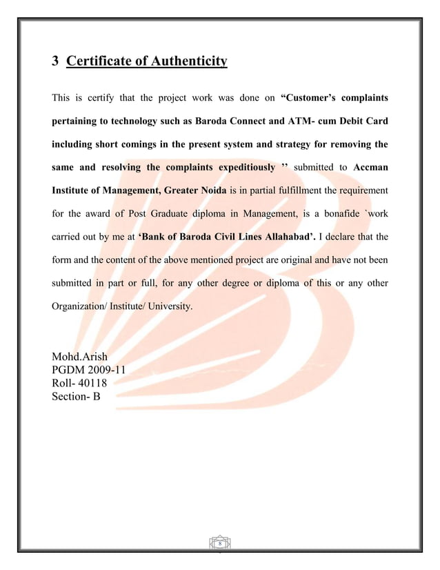 Customers complaint pretaing to baroda connect & atm cum debit card | PDF