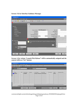Oracle Applications - Sales Order Entering,Booking,Picking And Shipping ...