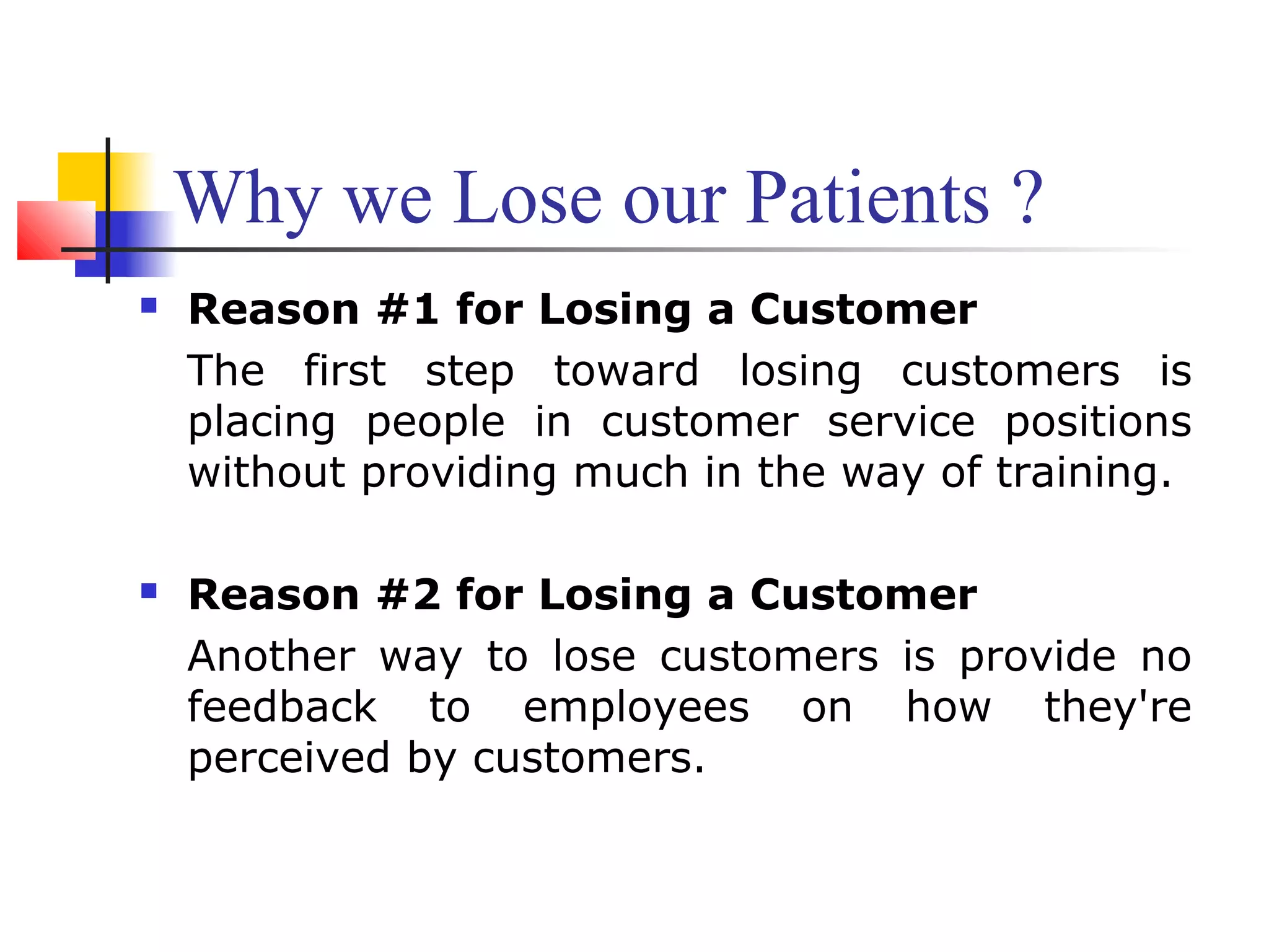 Customer / Patient Services in a Hospital | PPT