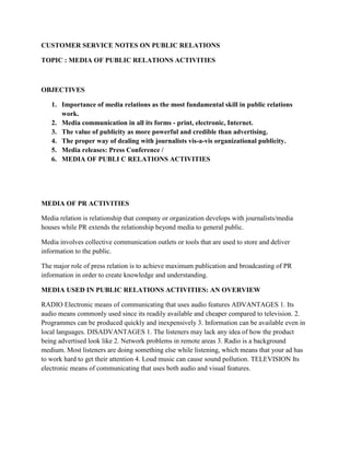 CUSTOMER SERVICE NOTES ON PUBLIC RELATIONS,,TOPIC MEDIA.docx