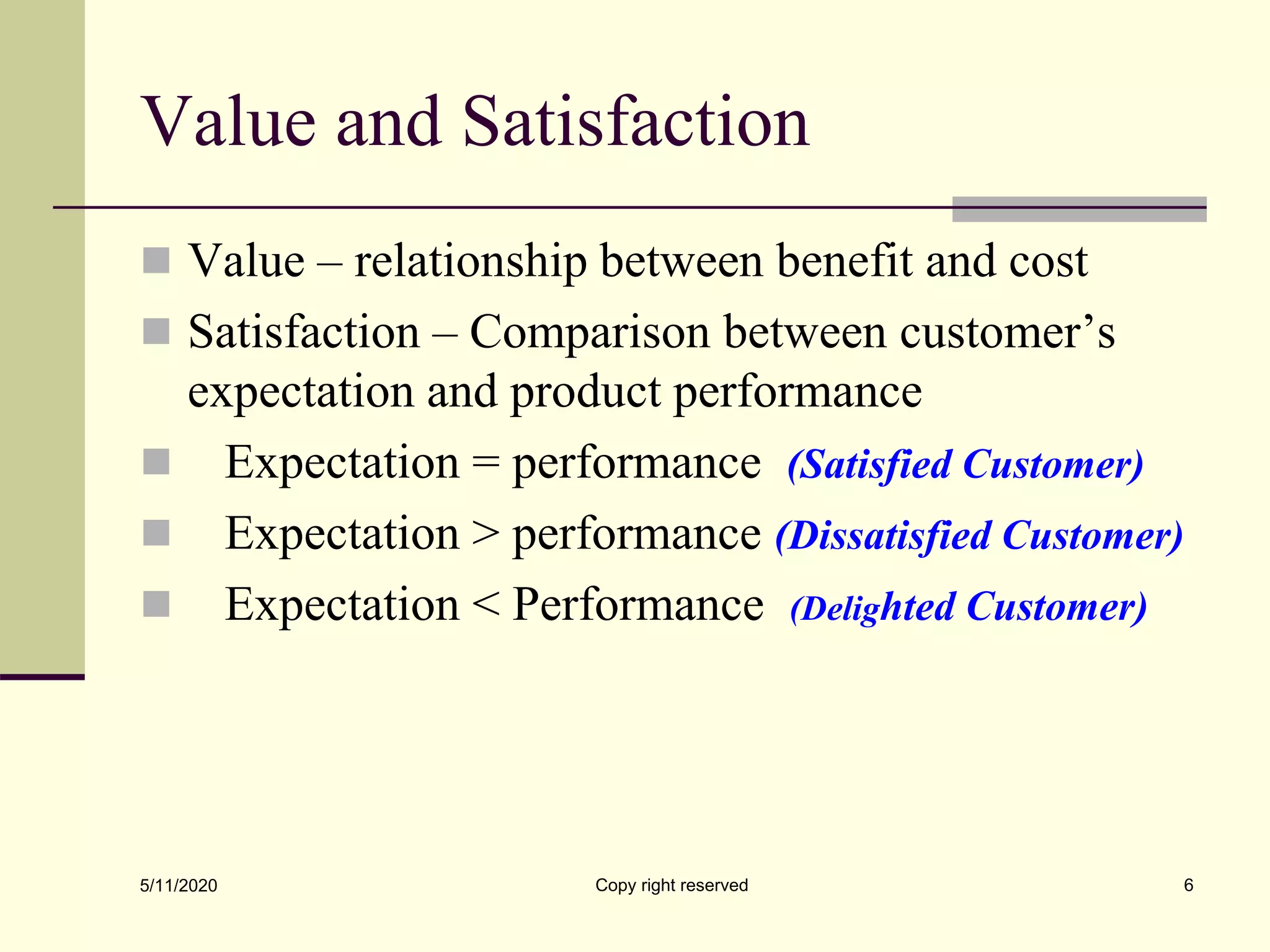 Customer value and Satisfaction | PPT