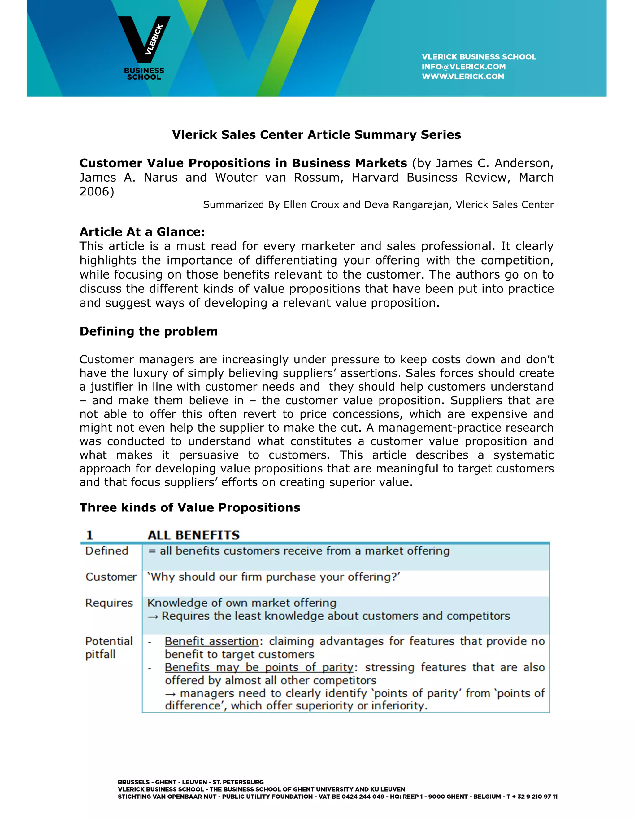 Customer value propositions | PDF