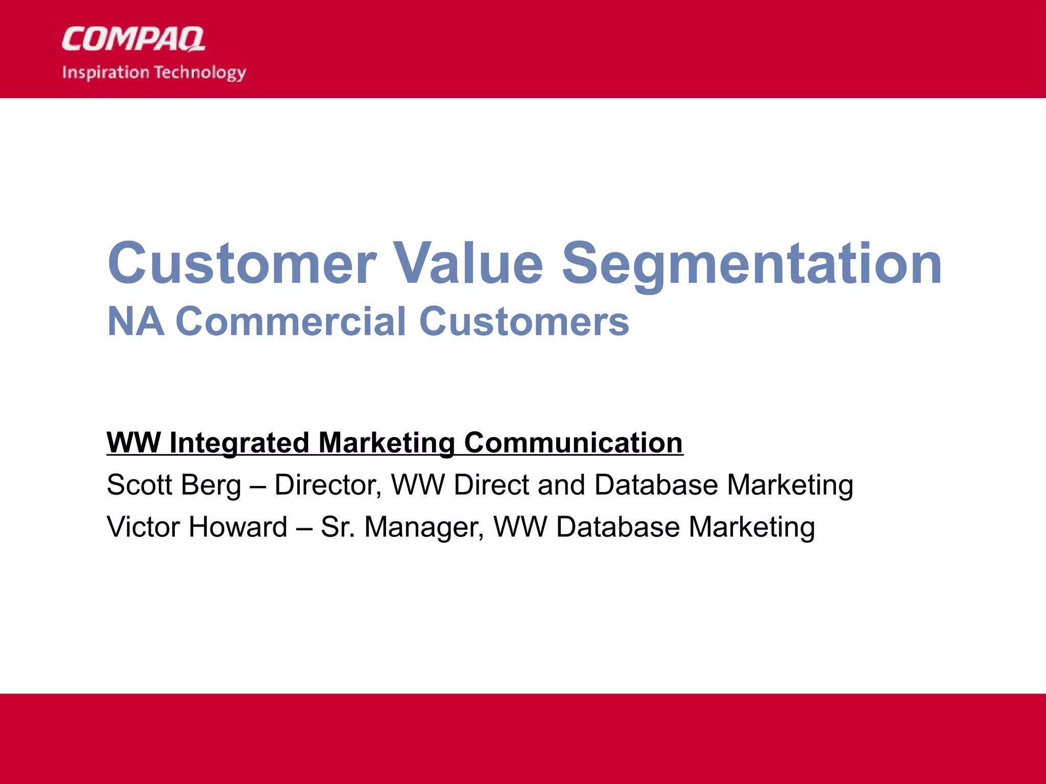 Customer Value Segmentation | PPT