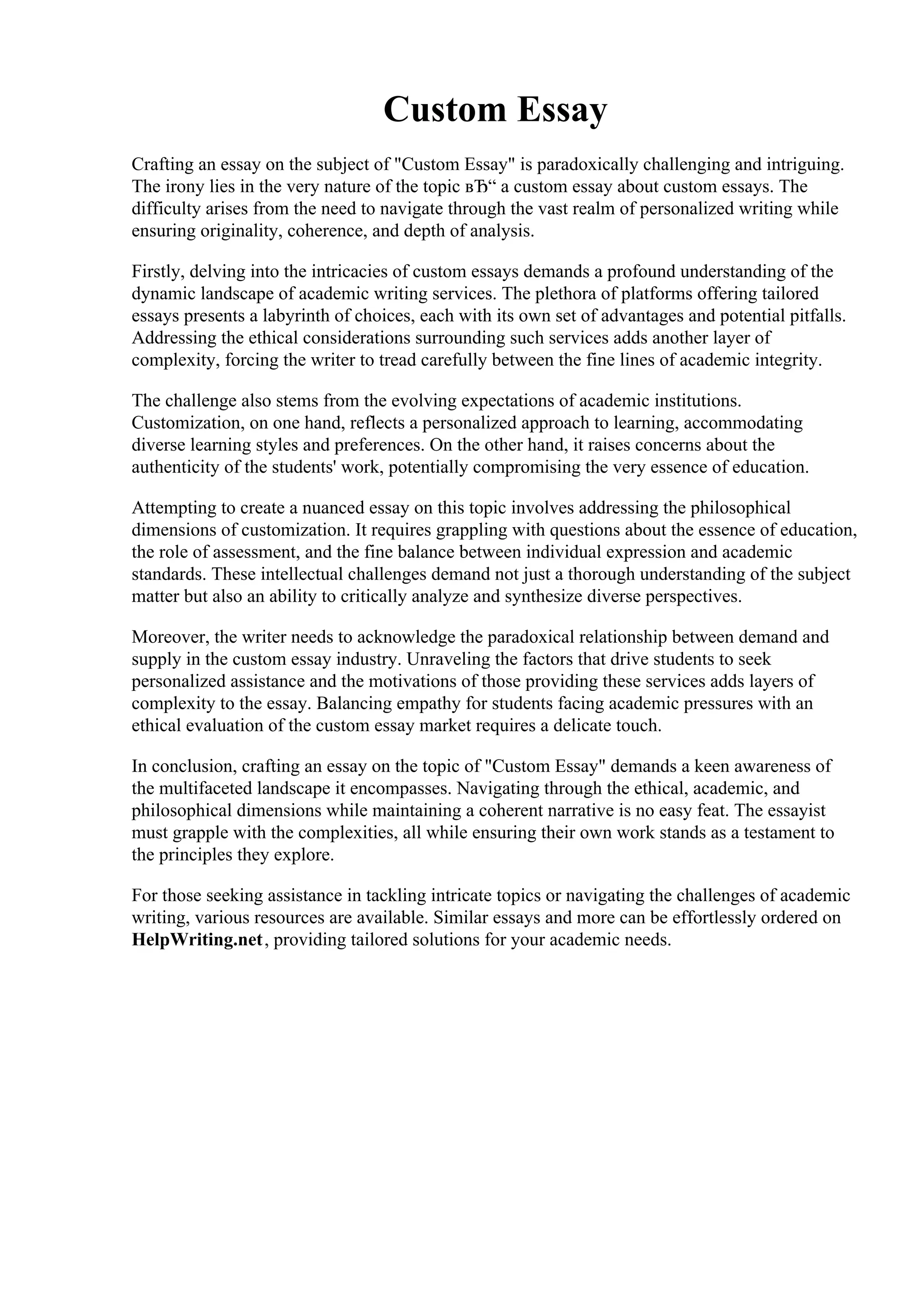 Custom Essay | PDF