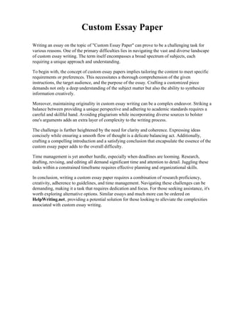 Custom Essay Paper | PDF