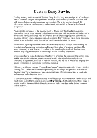 Custom Essay Service | PDF