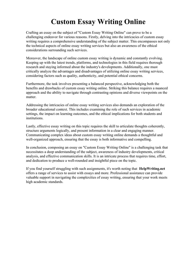 Custom Essay Writing Online | PDF