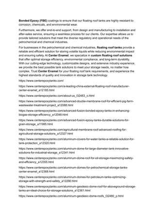 Custom Floating Roof Solutions from China for the Petrochemical and ...