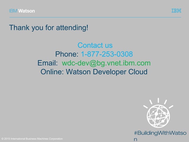 Custom Image Classifier with Visual Recognition: Building with Watson | PPT