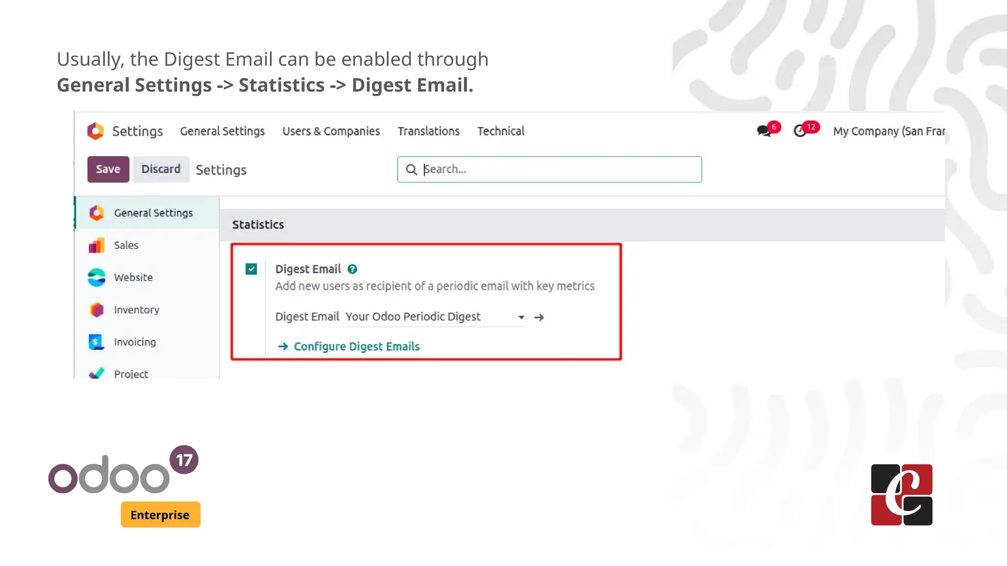 Customization of Odoo 17 Periodic Digest parameters from backend | PPTX