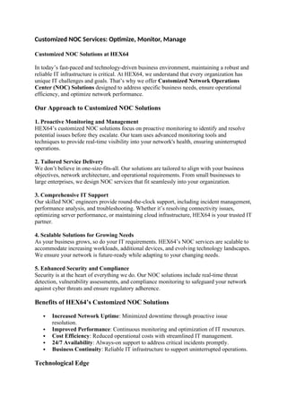 Customized NOC Services: Optimize, Monitor, Manage | PDF