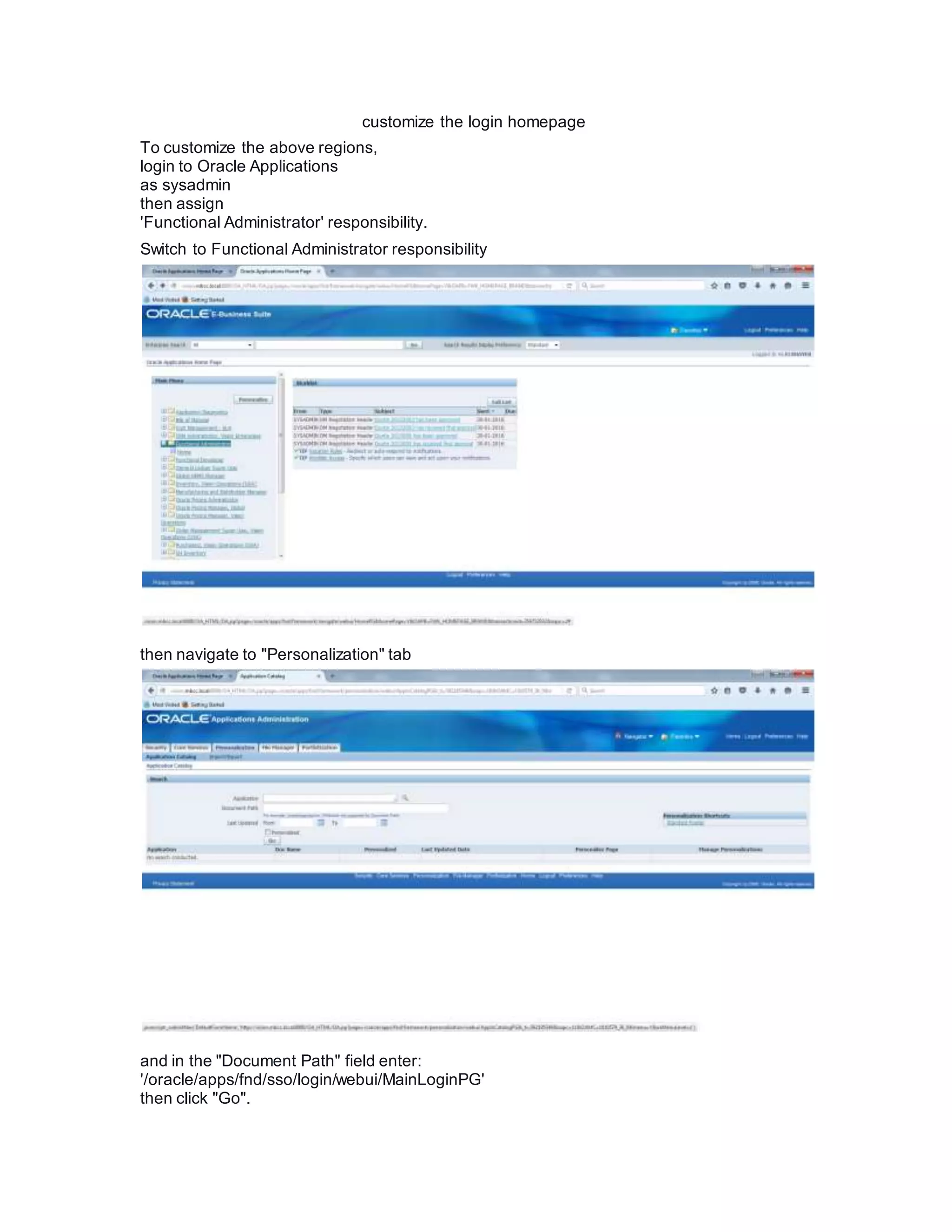 Customize the login homepage For Oracle EBS R12 | DOCX