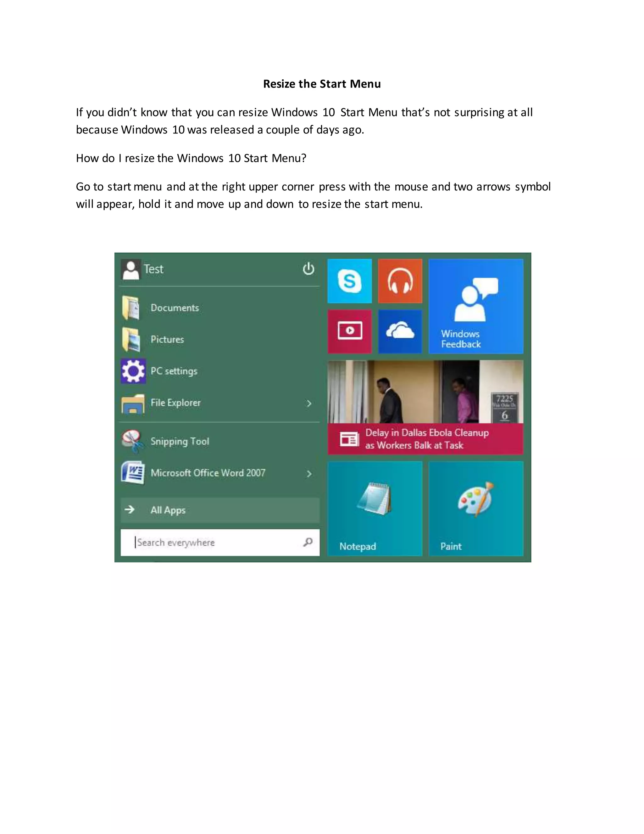 Customize windows 10 start menu | DOCX