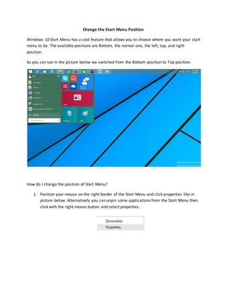 Customize windows 10 start menu | DOCX