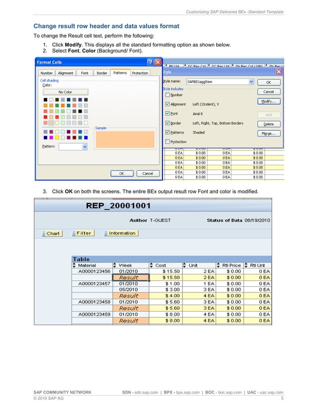 Customizing sap template bex | PDF