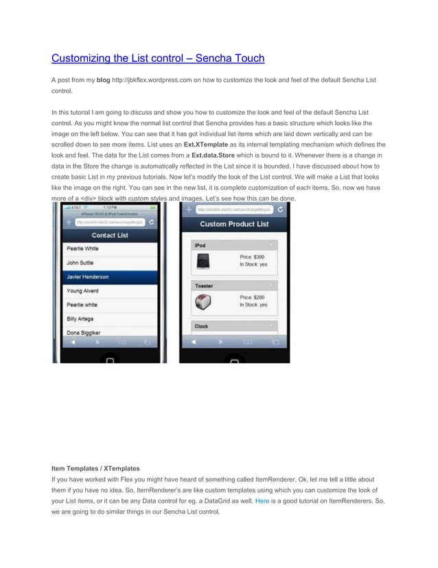 Customizing the list control - Sencha Touch mobile web application | DOCX