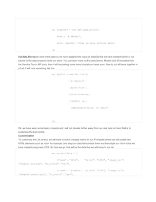 Customizing the list control - Sencha Touch mobile web application | DOCX