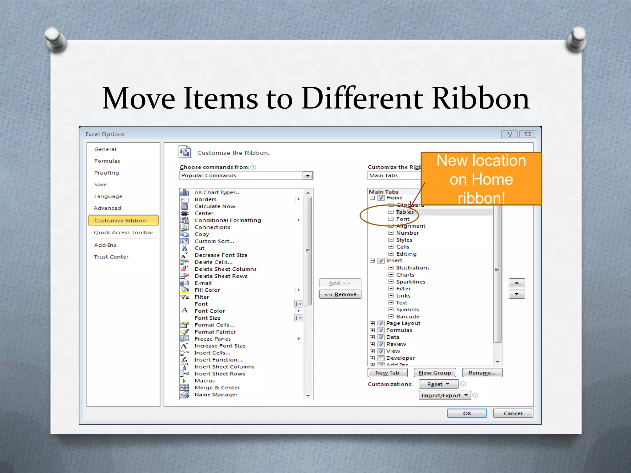 Customizing the ribbon in excel 2010 | PPT