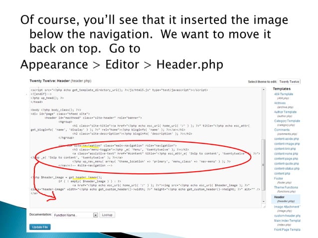 Customizing Wordpress Themes Ppt