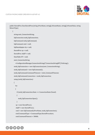Custom Paging with GridView | PDF