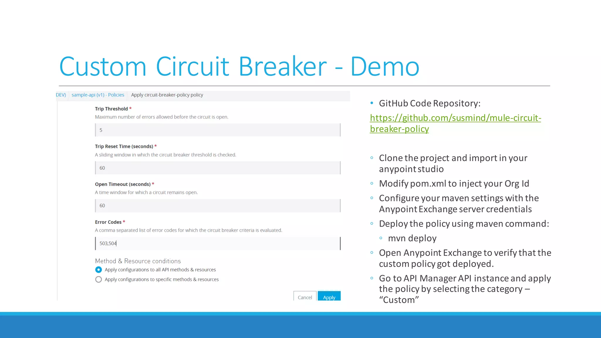 Custom policies in mule 4 and a circuit breaker example | PDF