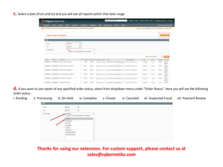 Custom Reporting Magento Extension User Guide | PPT