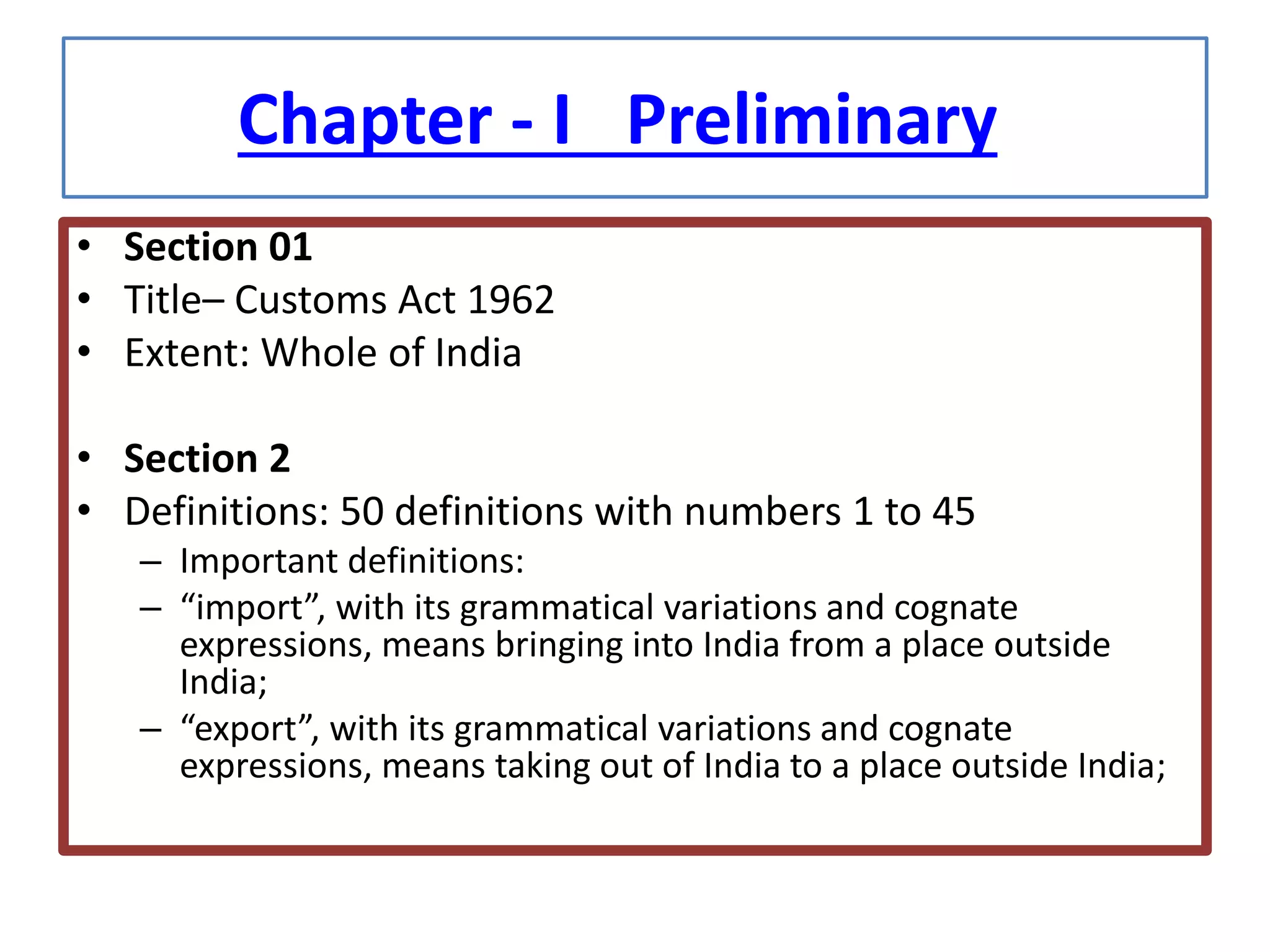 Customs act 1962 | PPTX