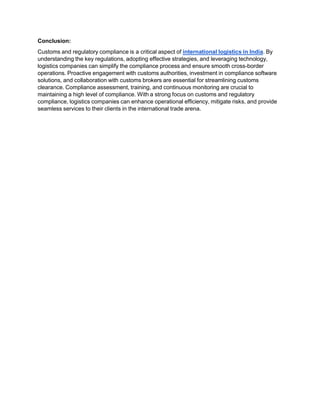 Customs and Regulatory Compliance_ Simplifying International Logistics ...