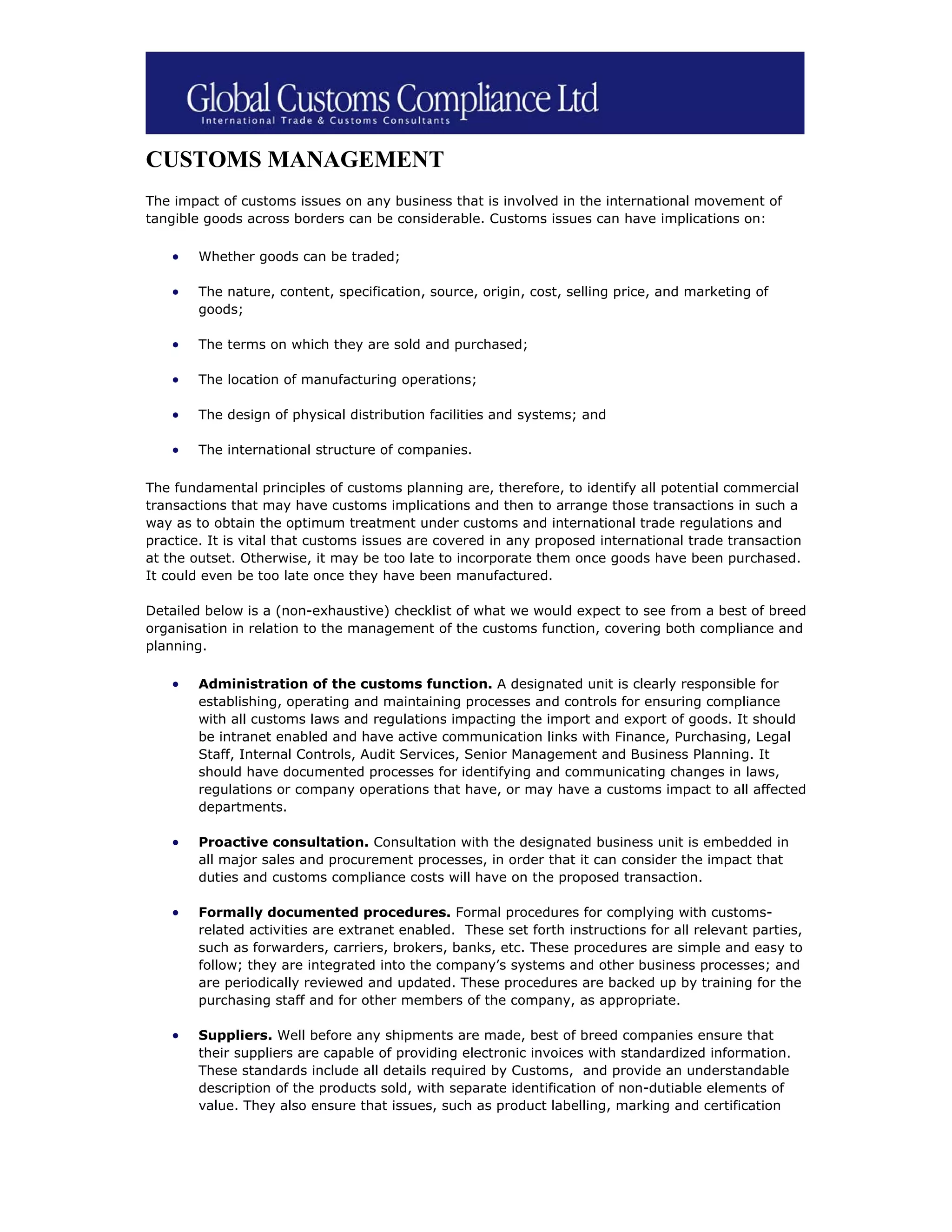 Customs Management | PDF