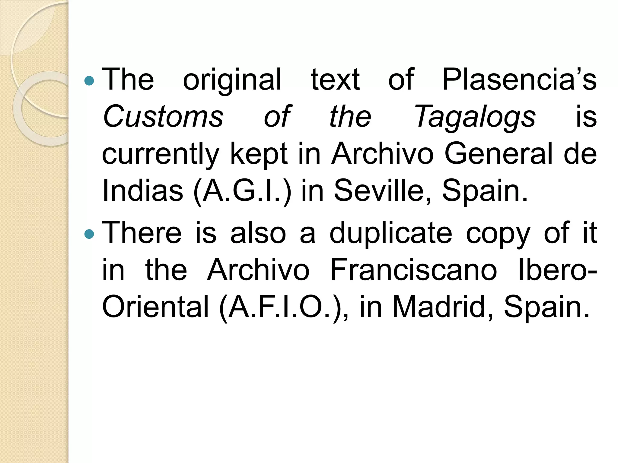 Customs of the Tagalogs by Plasencia (English version) (1).pptx