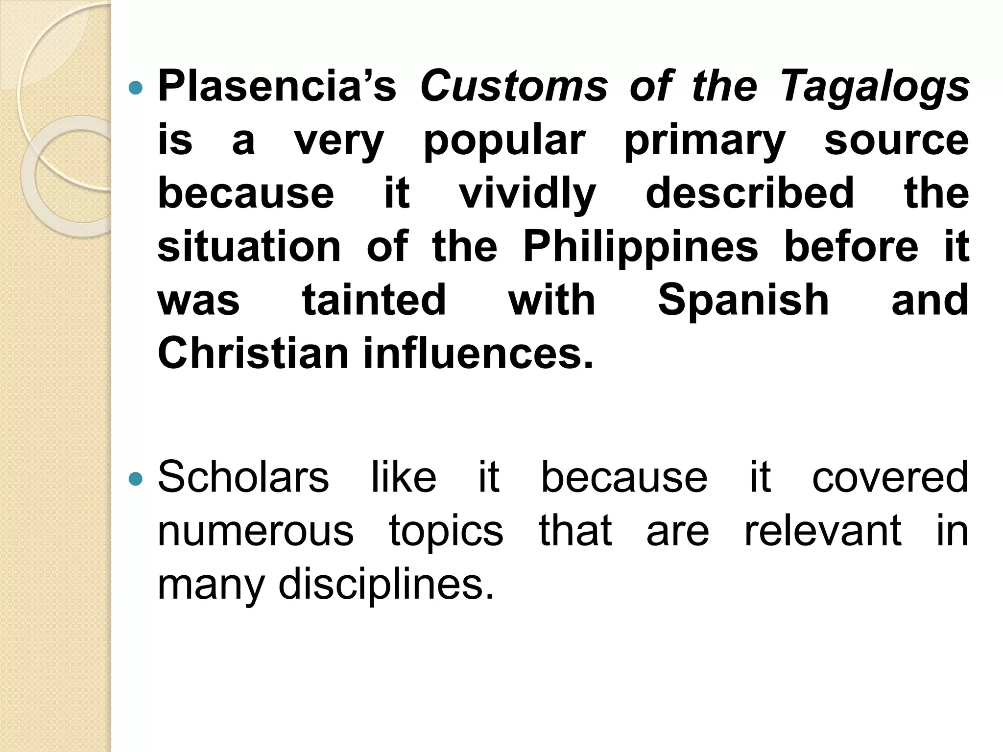 Customs of the Tagalogs by Plasencia (English version) (1).pptx
