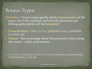 Custom source types | PPTX | Genealogy and Ancestry | Hobbies & Interests