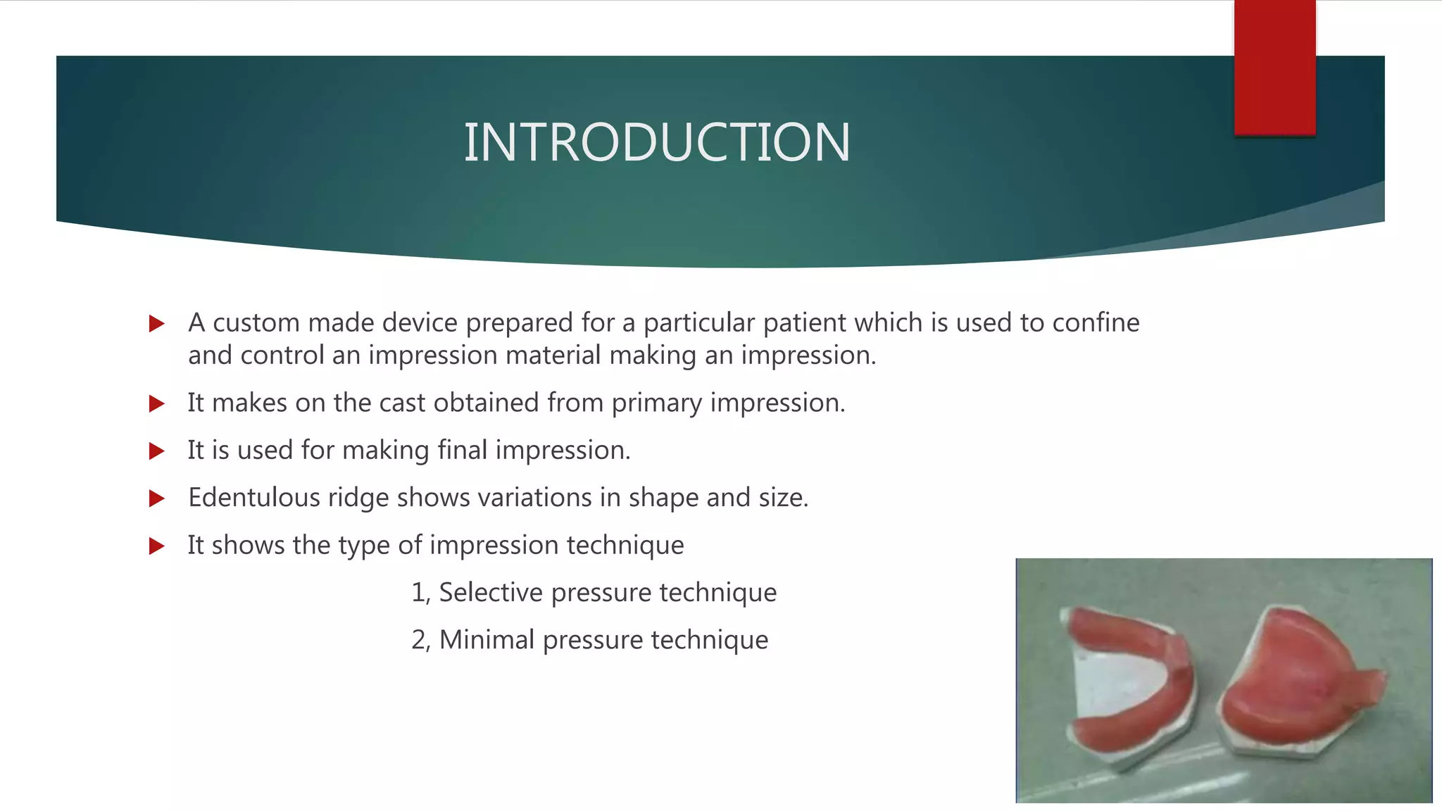 Custom tray fabrication and materials in complete denture | PPTX