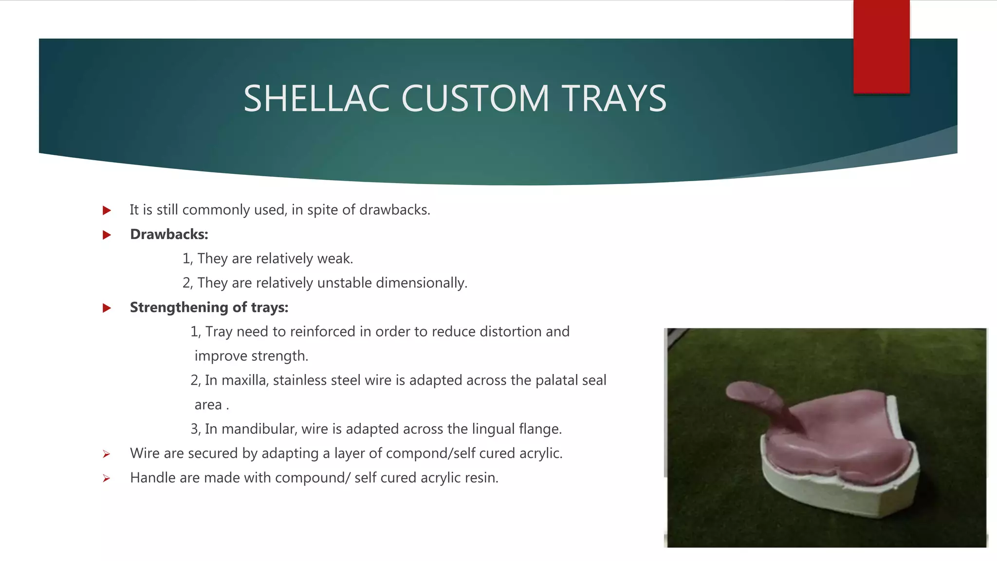 Custom tray fabrication and materials in complete denture | PPTX