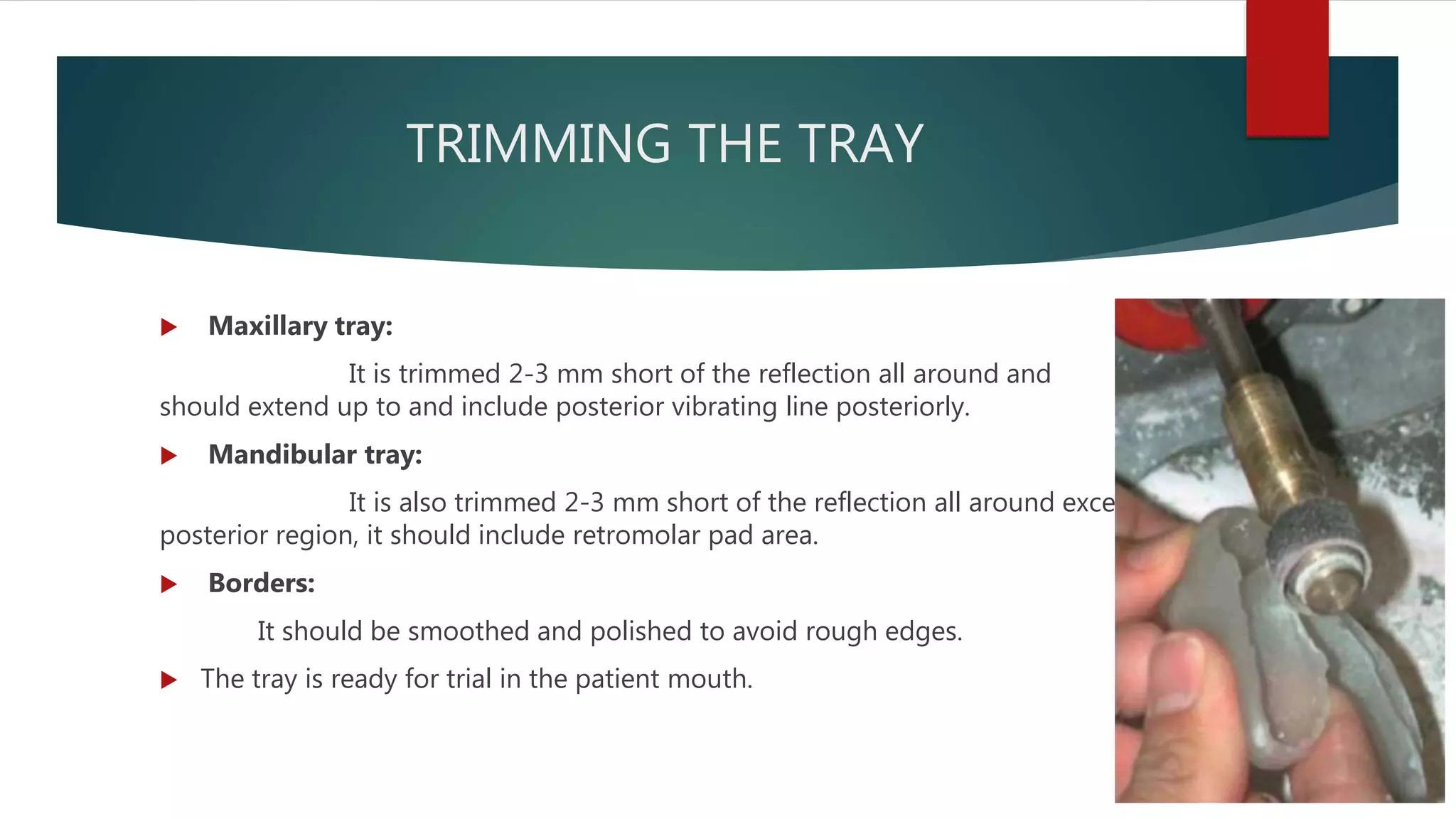 Custom tray fabrication and materials in complete denture | PPTX