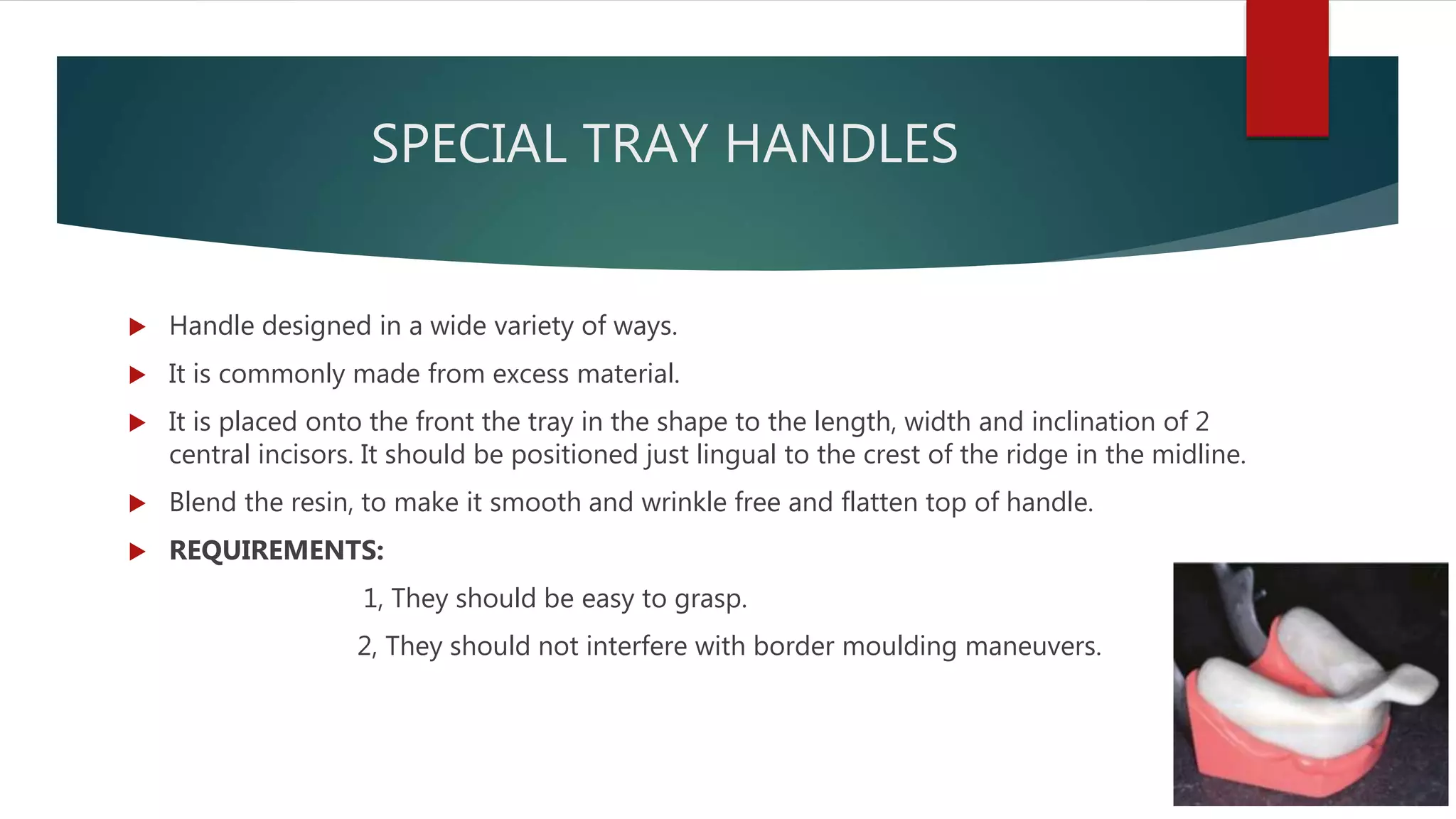 Custom tray fabrication and materials in complete denture | PPTX