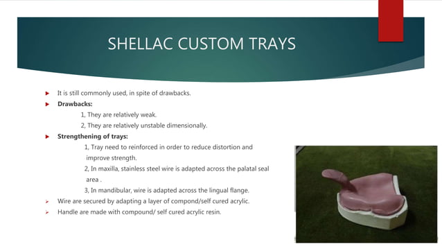 Custom tray fabrication and materials in complete denture | PPTX