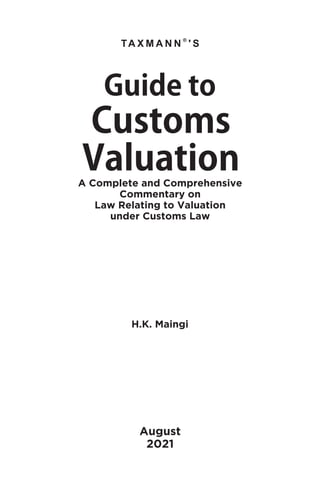 Taxmann's Guide to Customs Valuation | PDF