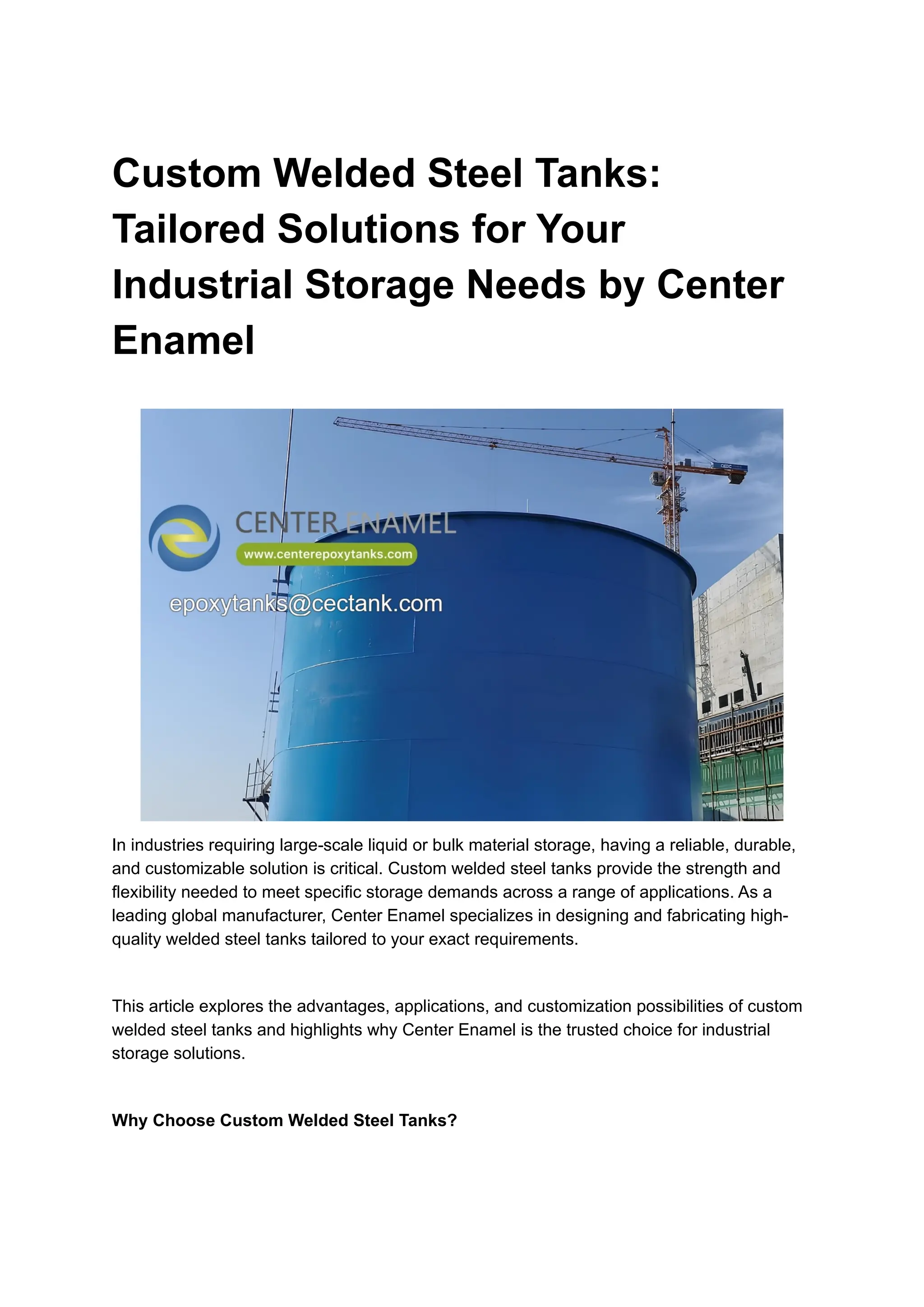 Custom Welded Steel Tanks_ Tailored Solutions for Your Industrial ...