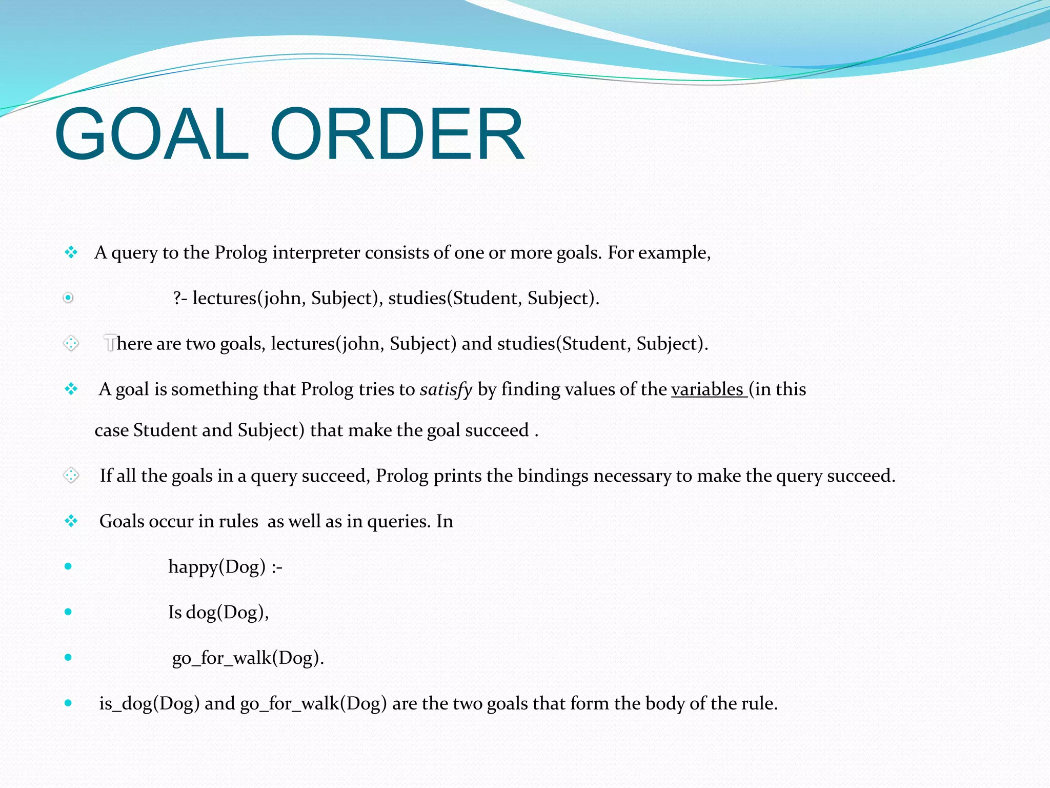 Cut and Goal on prolog | PPTX