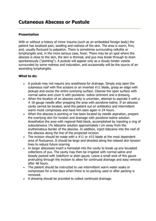 Cutaneous Abscess Or Pustule | PDF