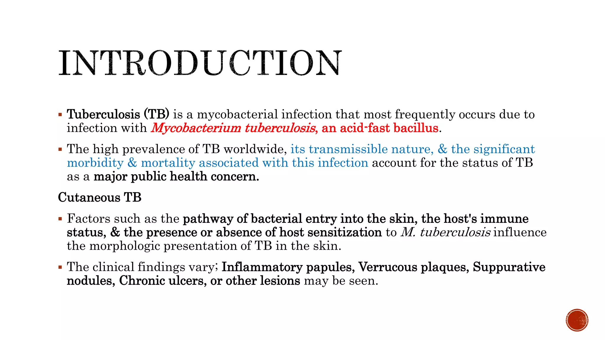 Cutaneous tuberculosis | PPTX | Skin and Dermatology | Diseases and ...