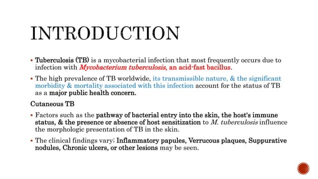 Cutaneous tuberculosis | PPTX | Skin and Dermatology | Diseases and ...